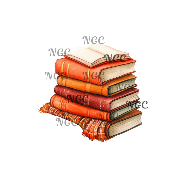 single decal fall book stack
